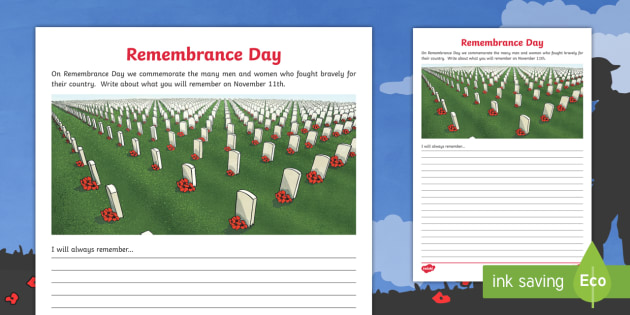 Remembrance Day Writing Worksheet / Worksheet (teacher made)