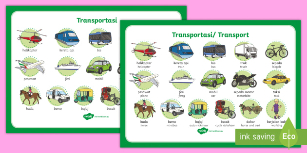 Transport Word Mat Indonesian (teacher made)