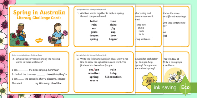 3-4 Spring in Australia Literacy Challenge Cards