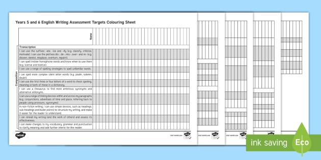 2014 National Curriculum UKS2 Years 5 and 6 Writing Assessment Class Check