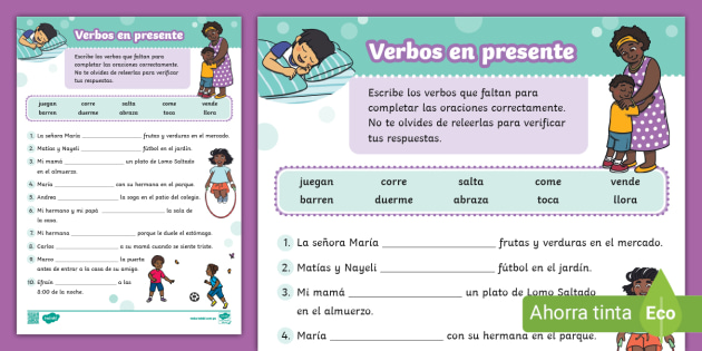 Hoja De Trabajo Para Practicar Verbos