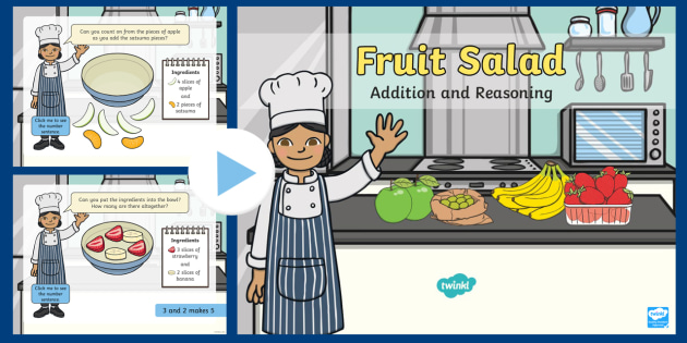 Fruit Salad Addition and Reasoning PowerPoint (teacher made)