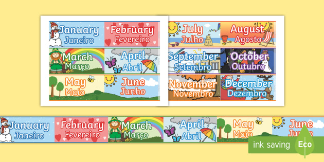 Months of the Year Display Borders English/Portuguese - Months of the Year