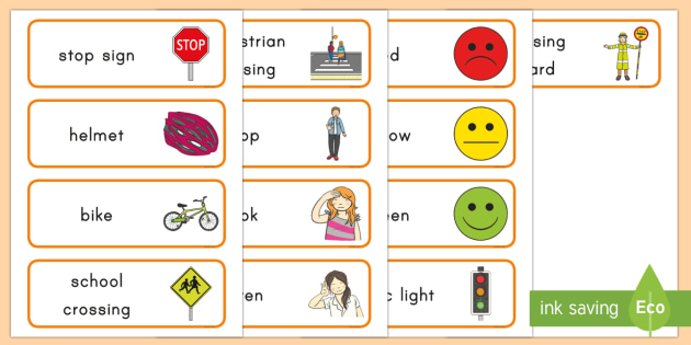 Street Safety Word Cards (teacher made)
