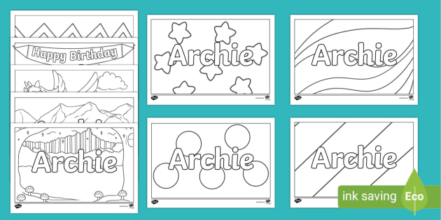 Archie Name Simple Colouring Activity Sheet