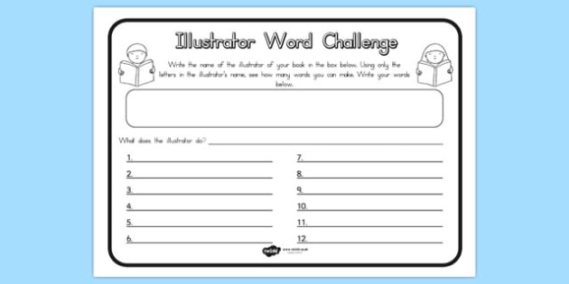 Illustrator Word Challenge Worksheet (teacher made)