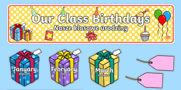 Birthday Display Set Presents Polish Translation