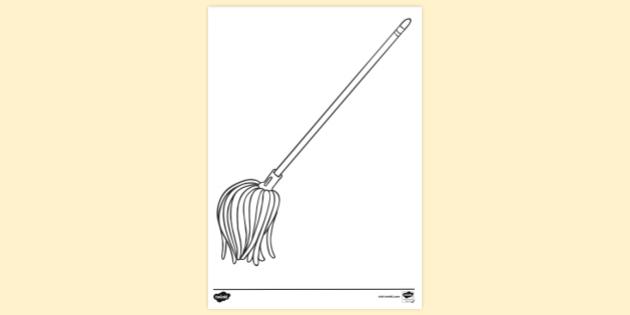 Mop with Drips of Water Colouring Sheet | Colouring Sheets