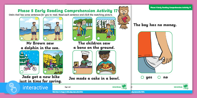 Interactive PDF: Phase 5 EYFS Reading Comprehension Activity 17