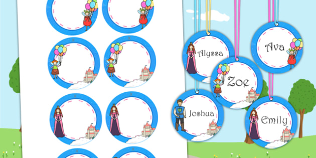 Fairytale Themed Birthday Party Name Tags - birthdays, parties
