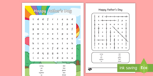Fathers Day Wordsearch Card (teacher made)