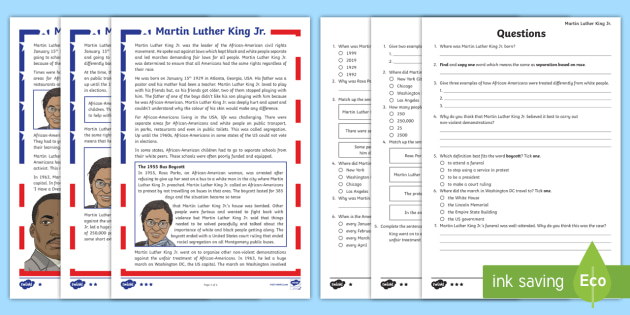 *NEW* LKS2 Martin Luther King Differentiated Reading Comprehension Activity