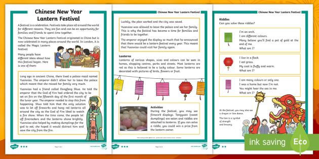 Chinese New Year Lantern Festival Differentiated Fact File