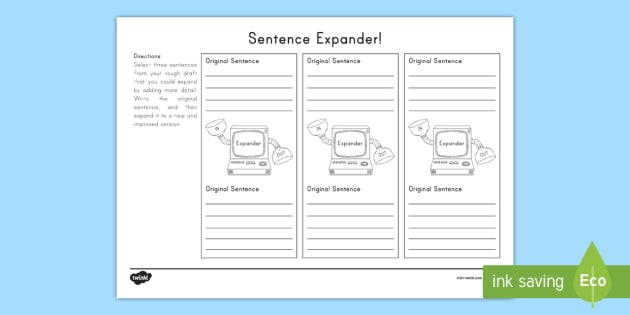 Sentence Expander Worksheet / Worksheet - Writing, Revising, Editing