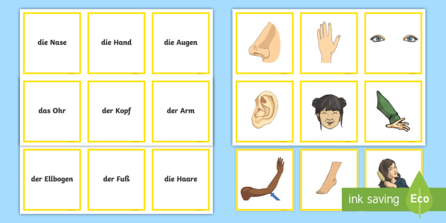 Parts of the Body Snap Card Game English/German