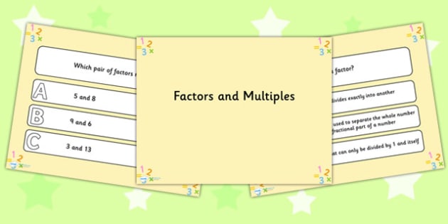 Factors and Multiples Game - PowerPoint Quiz - Key Stage 1
