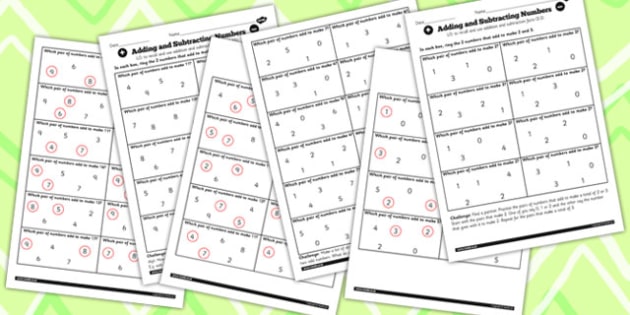 Mixed Number Facts to 20 Finding Pairs Worksheet Pack - pack