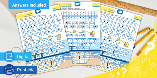 Seaside Secret Code Breaker - AL - Twinkl - Kids Puzzles