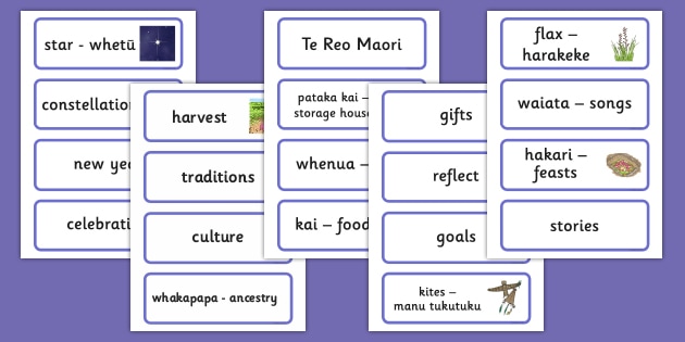 Matariki Word Cards