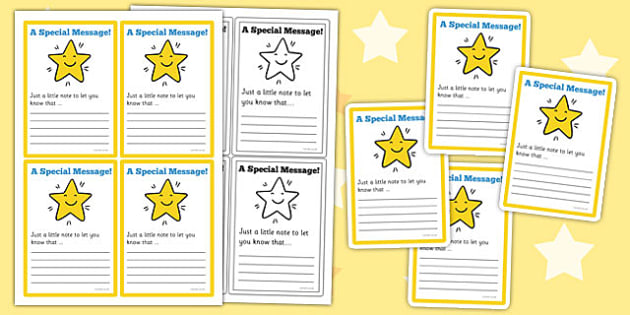 Special Messages Note Cards (teacher made)