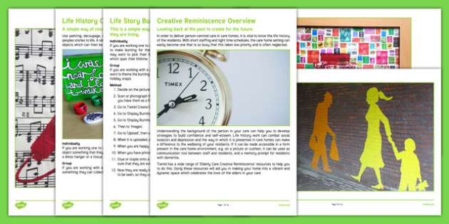 Care Home Creative Reminiscence Ideas (teacher made)