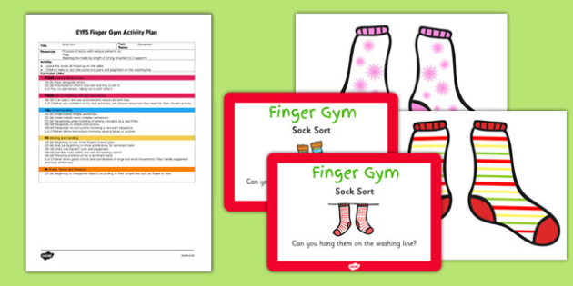 Eyfs Sock Sort Finger Gym Plan And Prompt Card Pack