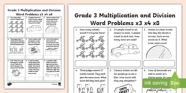 Word Problems For Grade 3 Multiplication And Division JWord 
