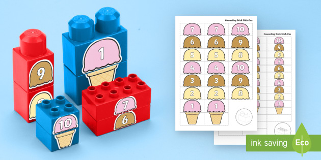 Ice Cream Scoops Numbers to 10 Connecting Bricks Game