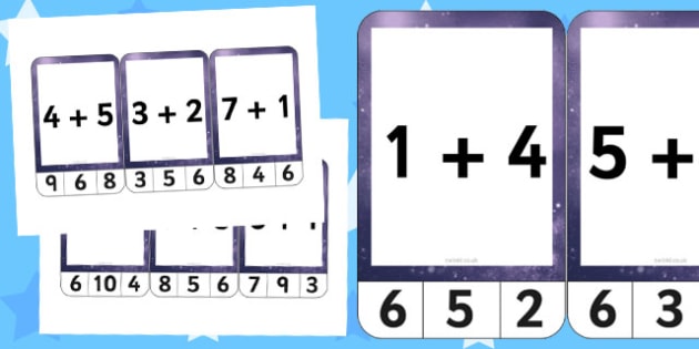 Space Themed Addition to 10 Peg Activity - space, addition, 10