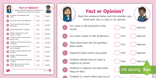 Evidence And Opinion Worksheets