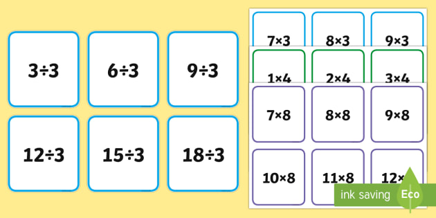 Multiplication and Division 3x 4x 8x Number Sentence Cards