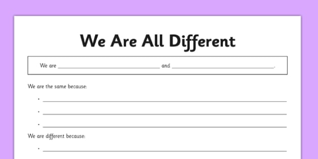 We Are All Different Worksheet / Worksheet (Teacher-Made)