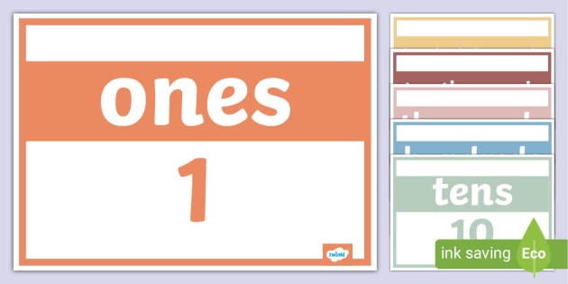 👉 Muted Pastel Place Value Strip Display Cards