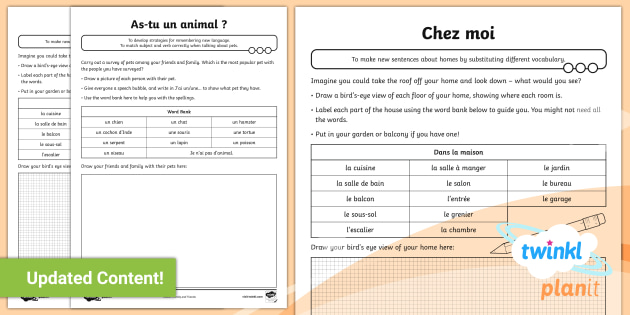 French: Family and Friends Year 3 Unit Home Learning Tasks