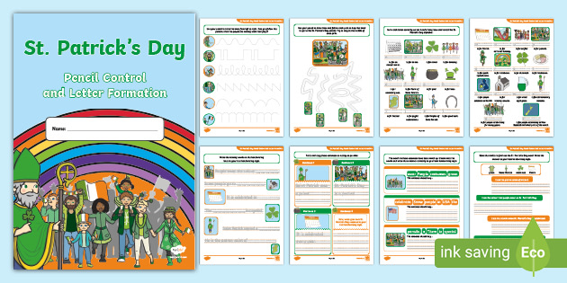 KS1 St. Patrick's Day Pencil Control & Letter Formation Activity Booklet