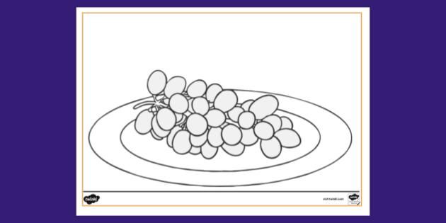 FREE! - Plate Of Grapes More Colouring Sheet | Colouring Sheets
