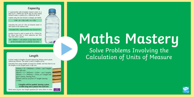 Year 6 Measurement Solve Problems Units of Measure PowerPoint