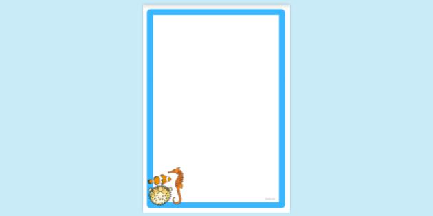 FREE! - Simple Blank Ocean Fish Page Border | Page Borders | Twinkl