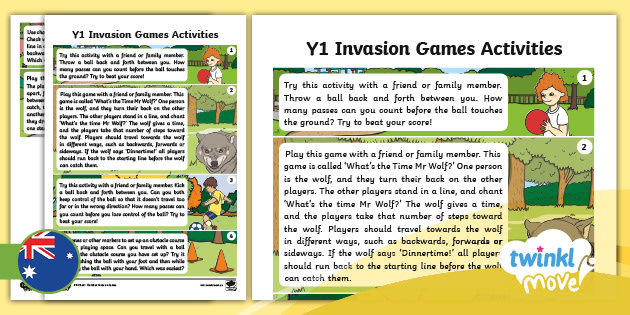 Move PE Year 1 Invasion Games Home Learning Tasks