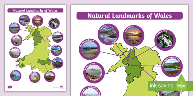 Natural Welsh Landmarks Map | Twinkl Wales | Resources