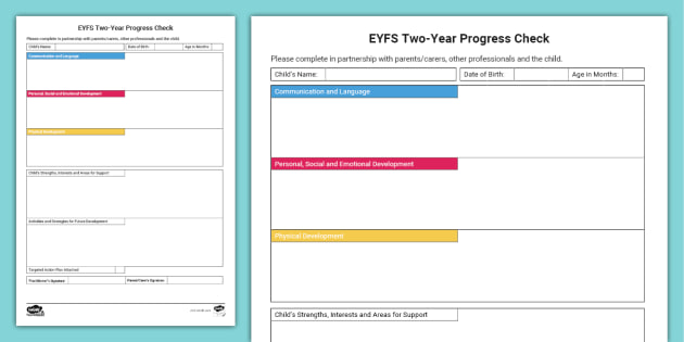EYFS Progress Check at Age Two Short Form | Twinkl
