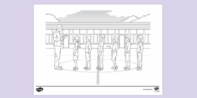FREE! - Students in Line Outside Colouring Sheet Colouring | Colouring ...