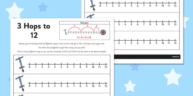 3 Hops to 12 Worksheet / Worksheet (teacher made)