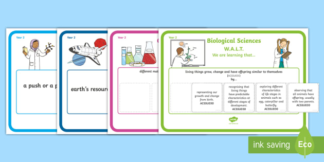 Year 2 Australian Curriculum Science Understandings WALT Display Posters