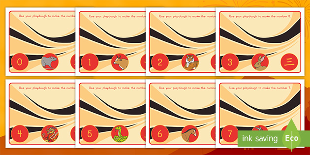 Making Chinese Numbers Playdough Mats (teacher made)
