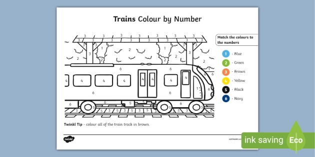FREE! - Train Colour by Number Page (teacher made)