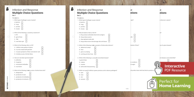 Infection and Response Multiple Choice Questions | Beyond