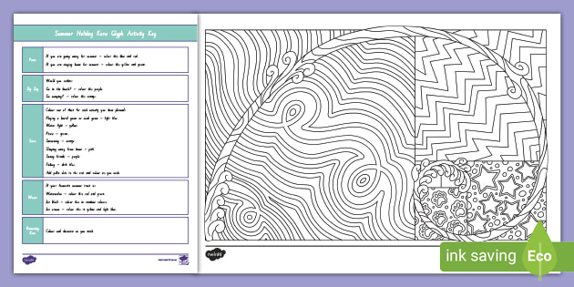 Summer Holiday Koru Glyph Activity