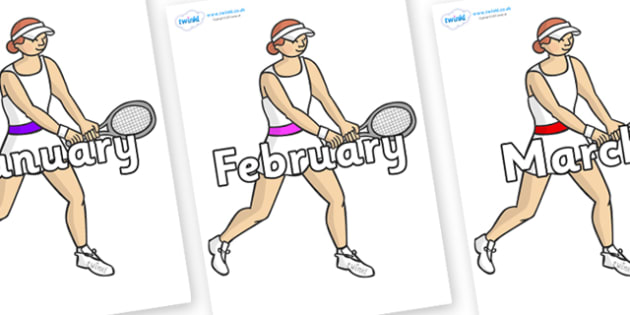 FREE! - Months of the Year on Tennis Players (Teacher-Made)