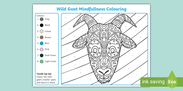 FREE! - Wild Goat Mindfulness Colour by Number Activity